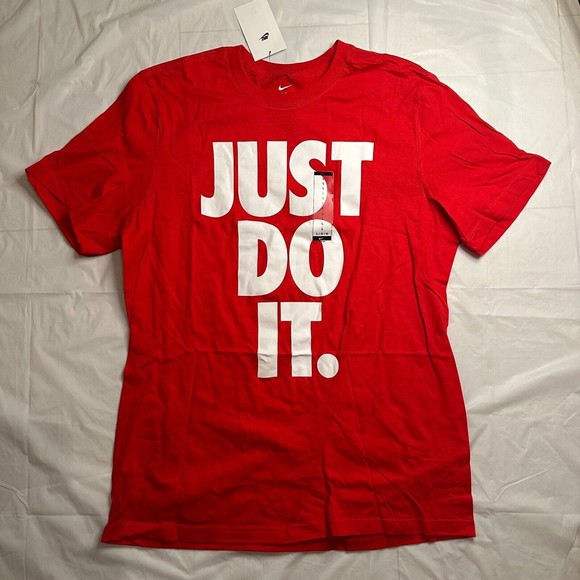 Nike | Shirts | Mens Nike Tee Sz Large Red Just Do It Logo Cotton Tops Athletic Basketball Sport ...